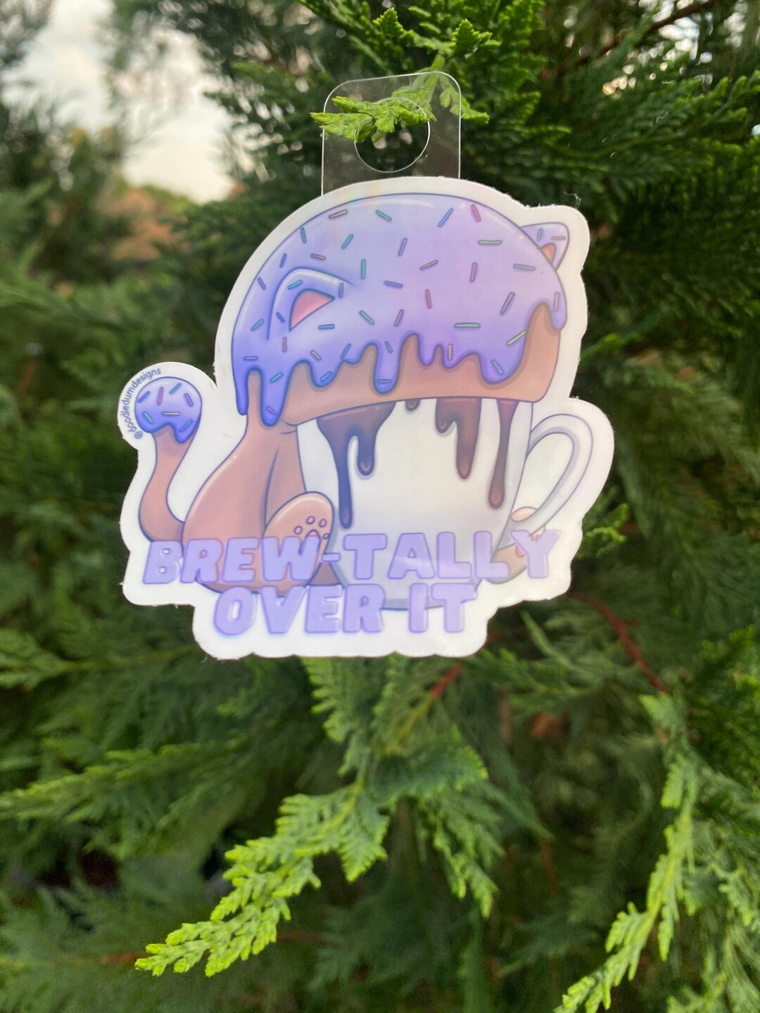 Brew-tally Over It Cat Donut 3" Sticker | Mug Life Chose Me | Lifeproof ...