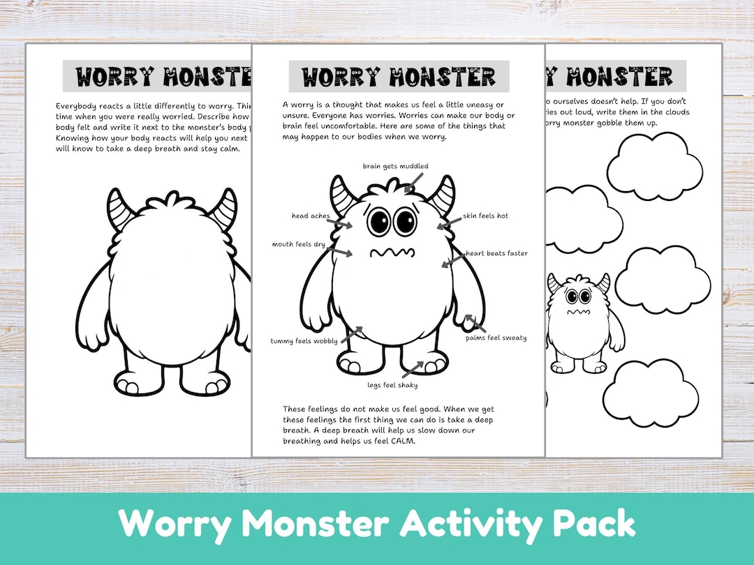 Worry Monster Activity Pack, Emotional Regulation & Anxiety Worksheets ...