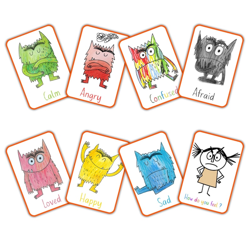 Color Monster Emotions-activiteitenset: gevoelenskaarten en -wiel (pdf ...