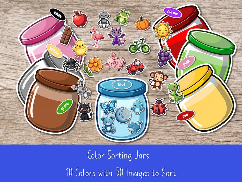 Color Sorting Jars Printable: Toddler Preschool Matching Game (A4 & US ...
