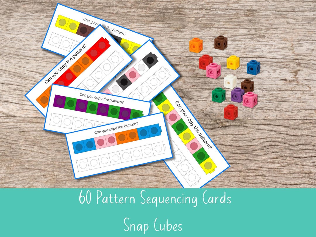 Snap Cube Pattern Cards: Preschool Math Sequencing (digital Download ...