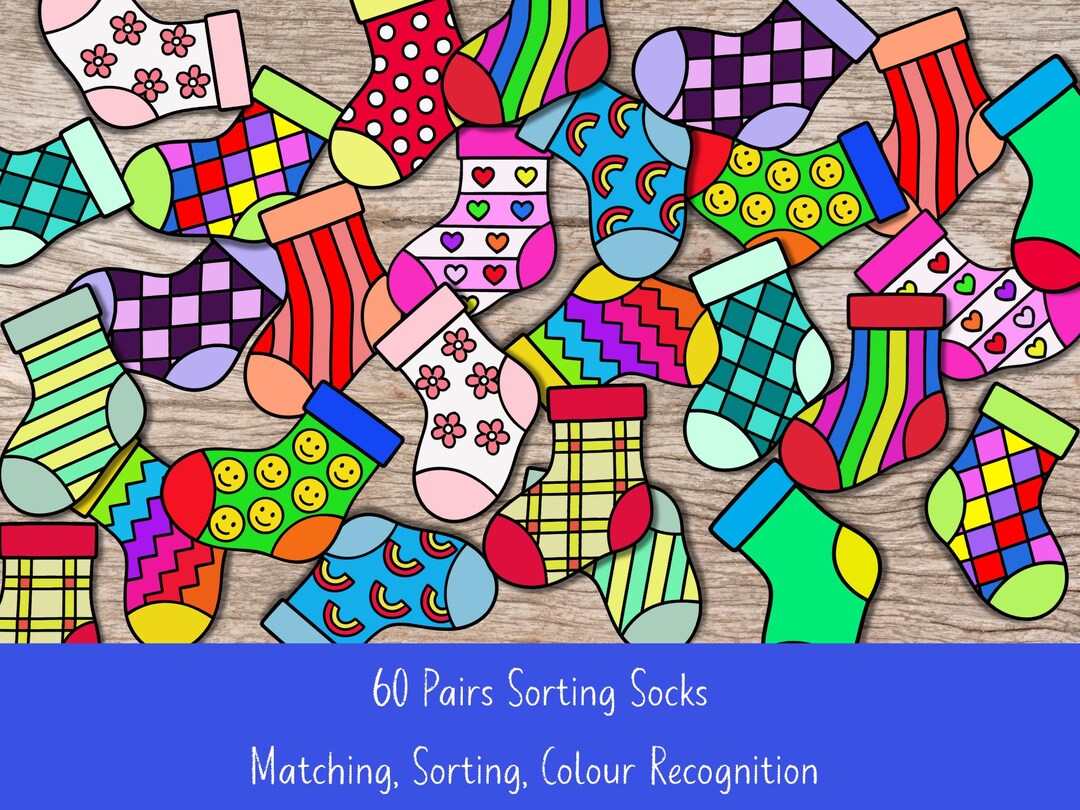 Colour and Pattern Matching Socks, Toddler Printable Activity, Visual ...