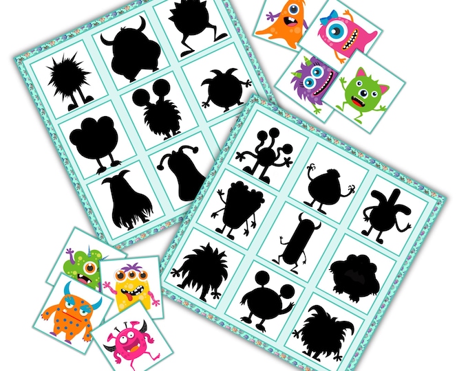 Monster Shadow Matching Game | Printable Activity Boards for Kids ...