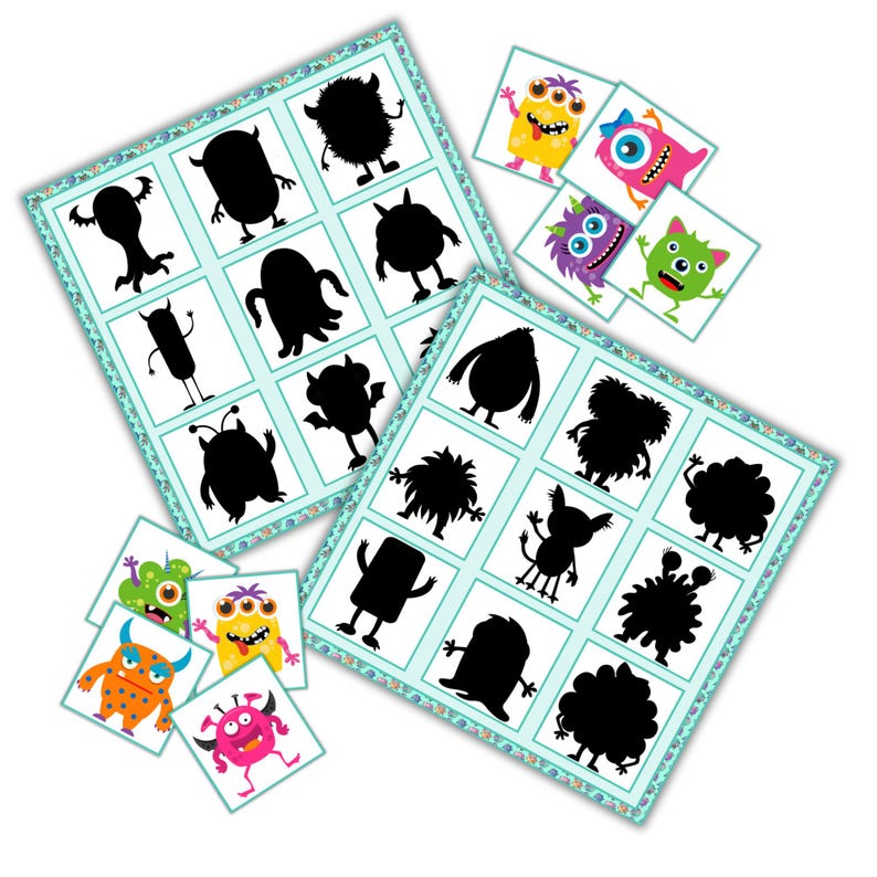Monster Shadow Matching Game | Printable Activity Boards for Kids ...