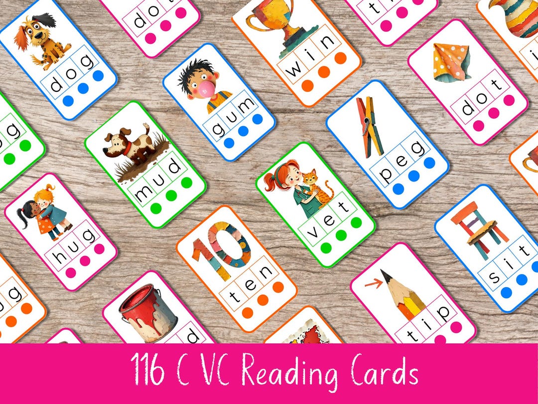 CVC Short Vowel Reading Cards | 116 Printable Phonics Flashcards | A4 ...