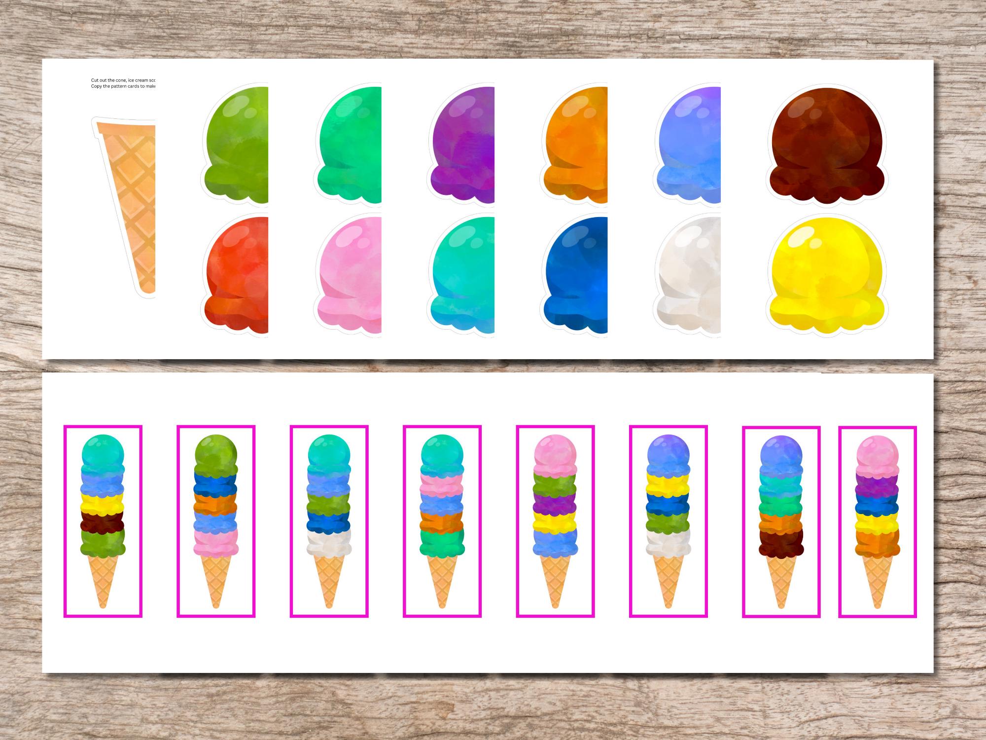 Build an Ice Cream, Watercolour Colour Matching Game, 50 Combination ...