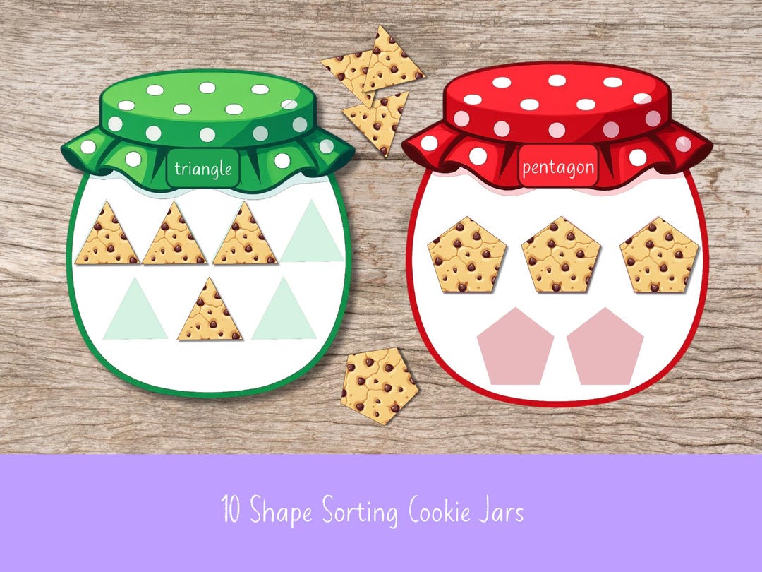 Shape Sorting Cookie Jar Activity, 10 Shape Jars Printable, Preschool ...