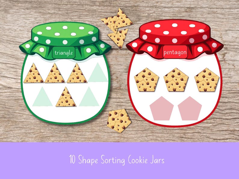 Shape Sorting Cookie Jar Activity, 10 Shape Jars Printable, Preschool ...