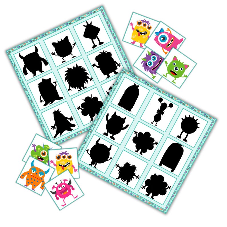 Monster Shadow Matching Game | Printable Activity Boards for Kids ...