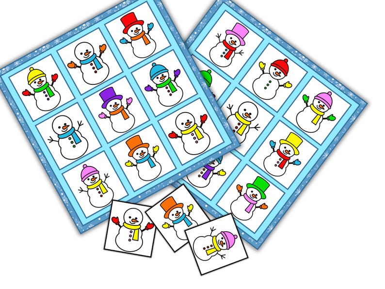 Snowman Matching Game, Visual Discrimination Activity, Winter Preschool ...