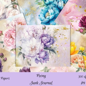 Peony Junk Journal, Junk Journal Printable, Junk Journal Papers, Floral ...