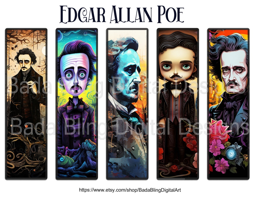 Edgar Allen Poe Printable Bookmarks, Original Art, Digital Collage ...
