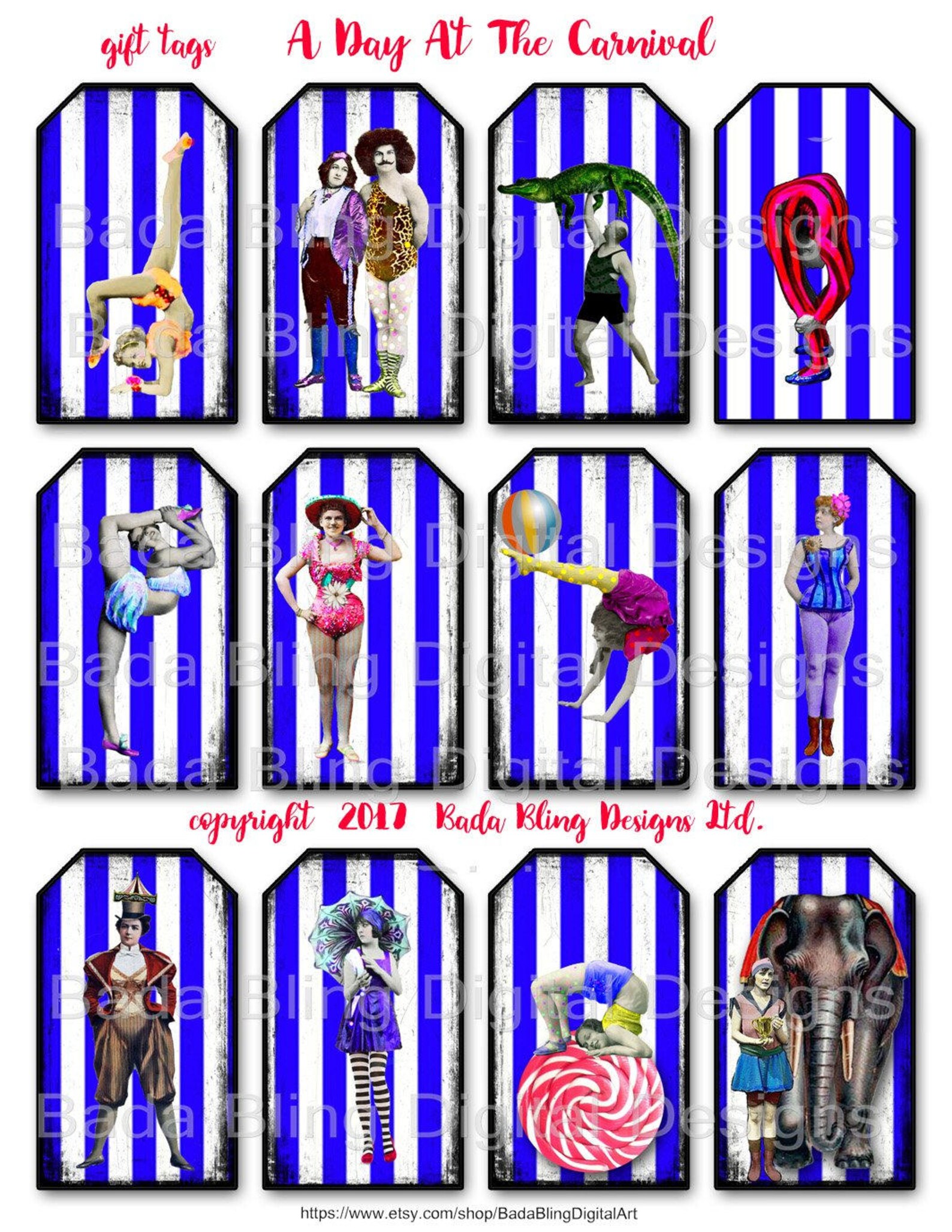 Welcome to the Carnival Gift Tags 2 Printable Collage | Etsy
