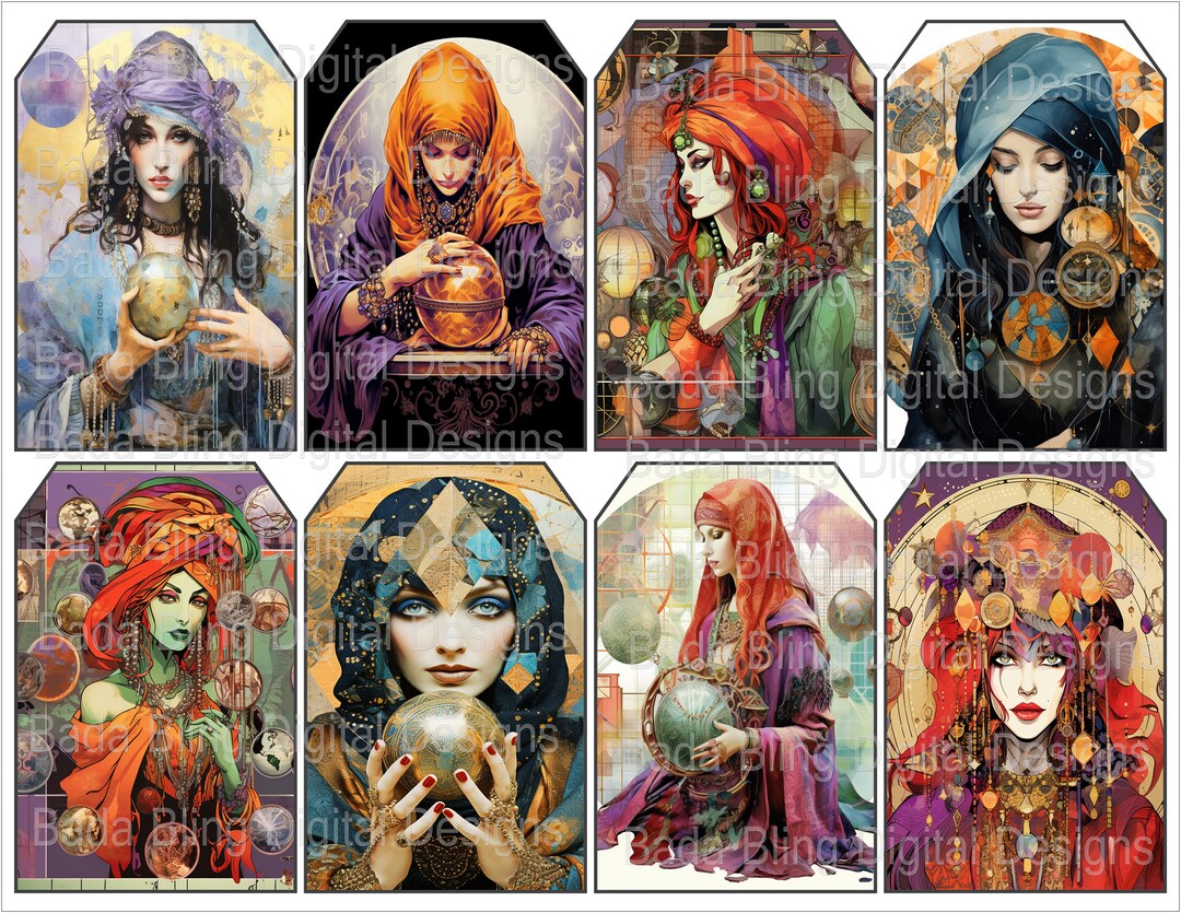 Gaze Into My Crystal Ball Printable Gift Tags Original Art Journal ...