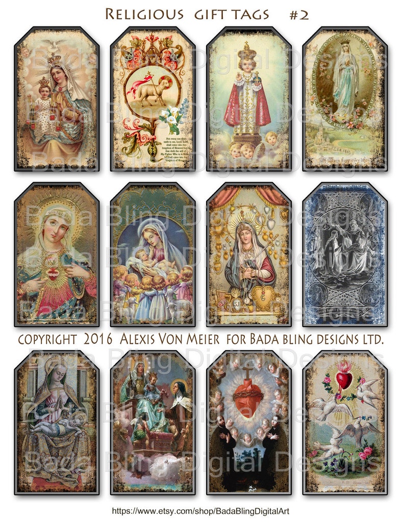 Printable Gift Tags Religious Images Sheet 3...religious - Etsy