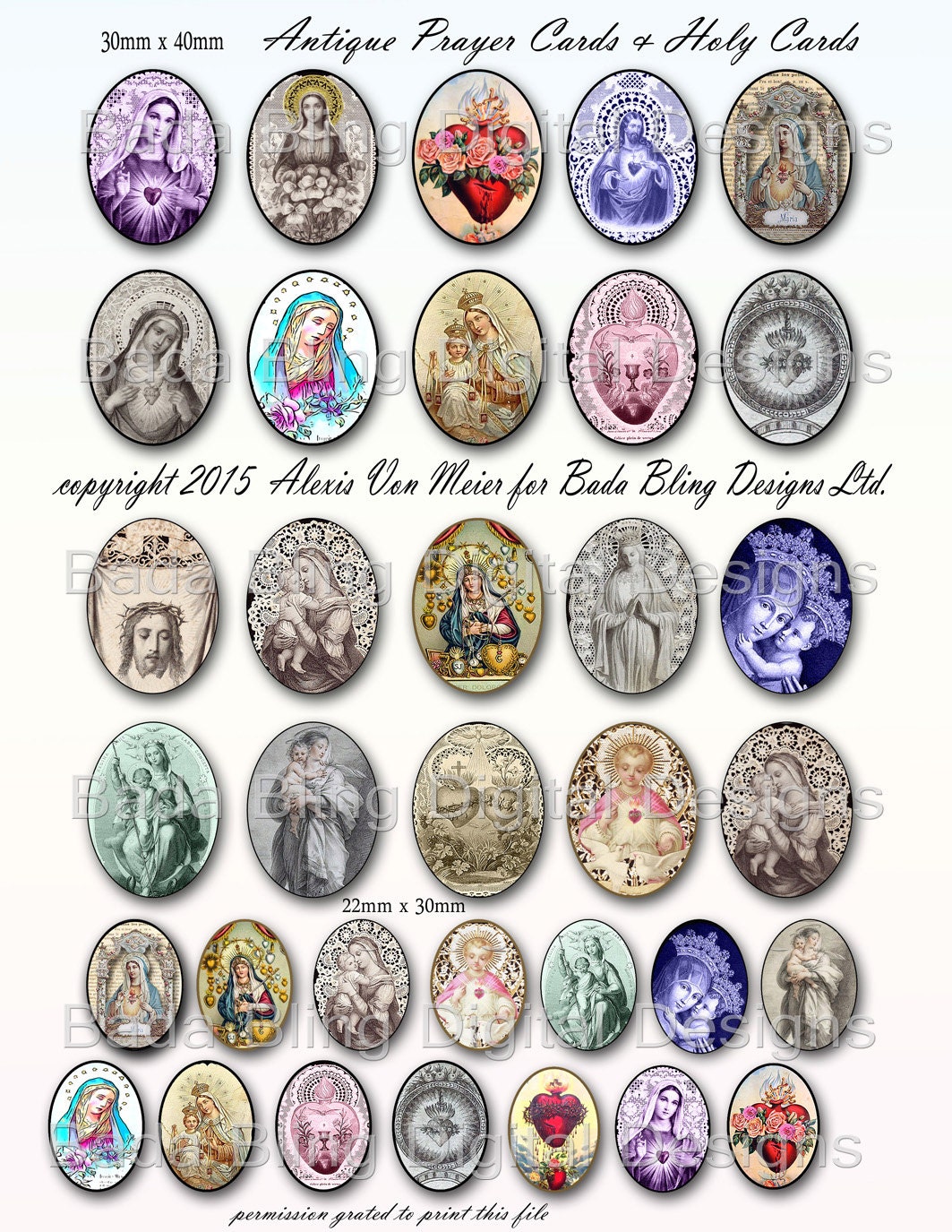 30mm X 40mm Catholic Prayer Cards & Holy Cards INSTANT - Etsy