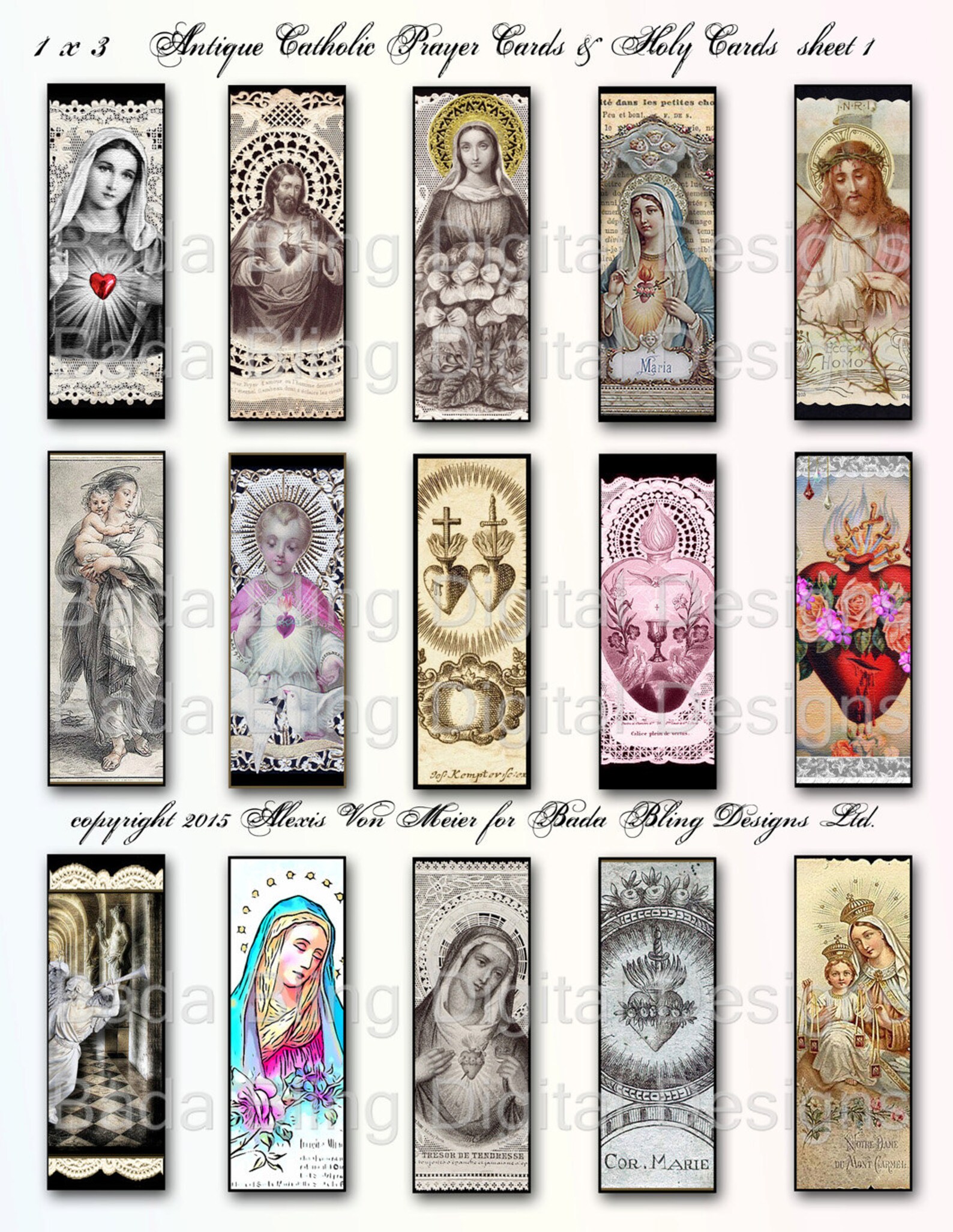 1 X 3 Prayer Cards & Holy Cards COMBO 2 Collage Sheets | Etsy