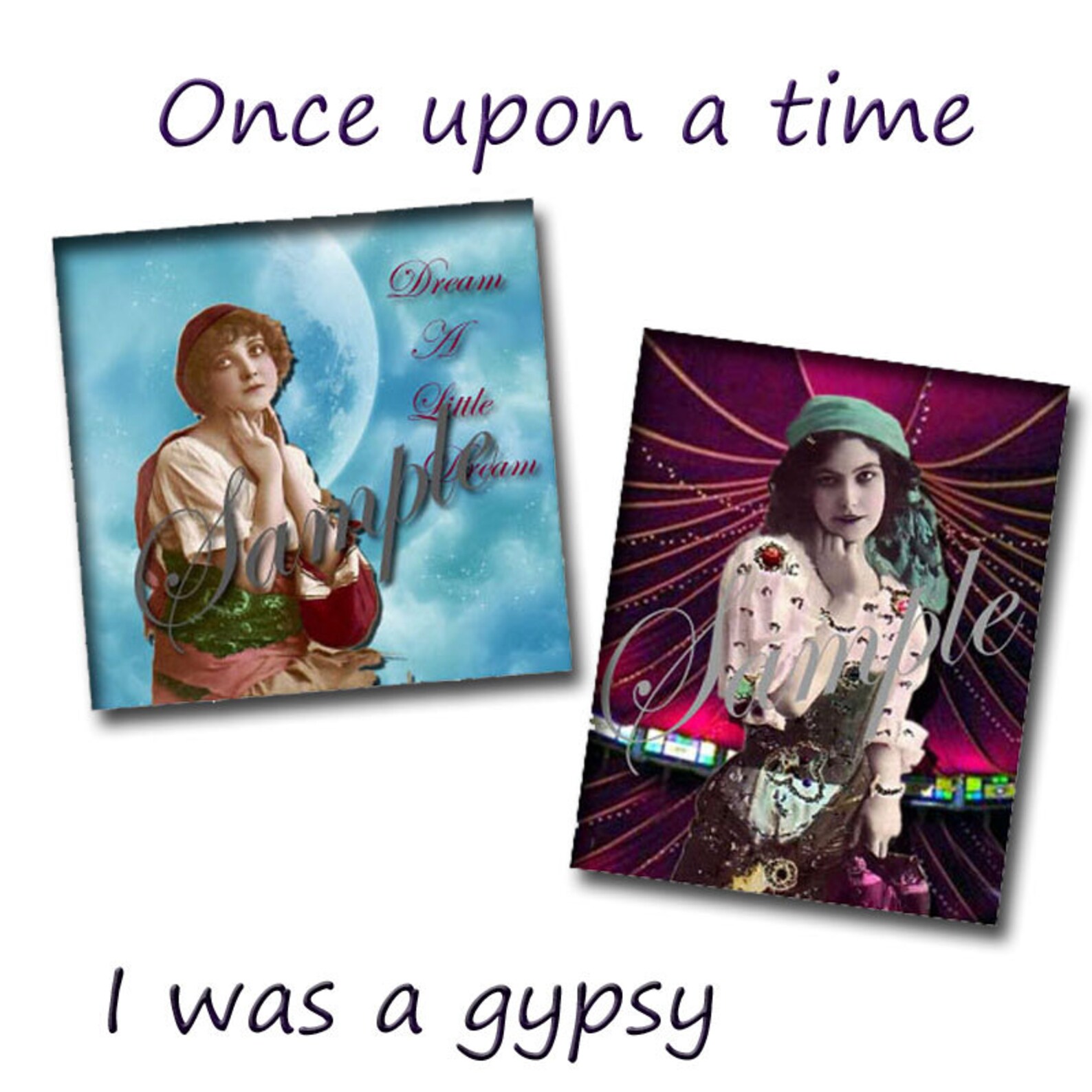 Once I Was A Gypsy Vintage French Photos Digital Collage - Etsy