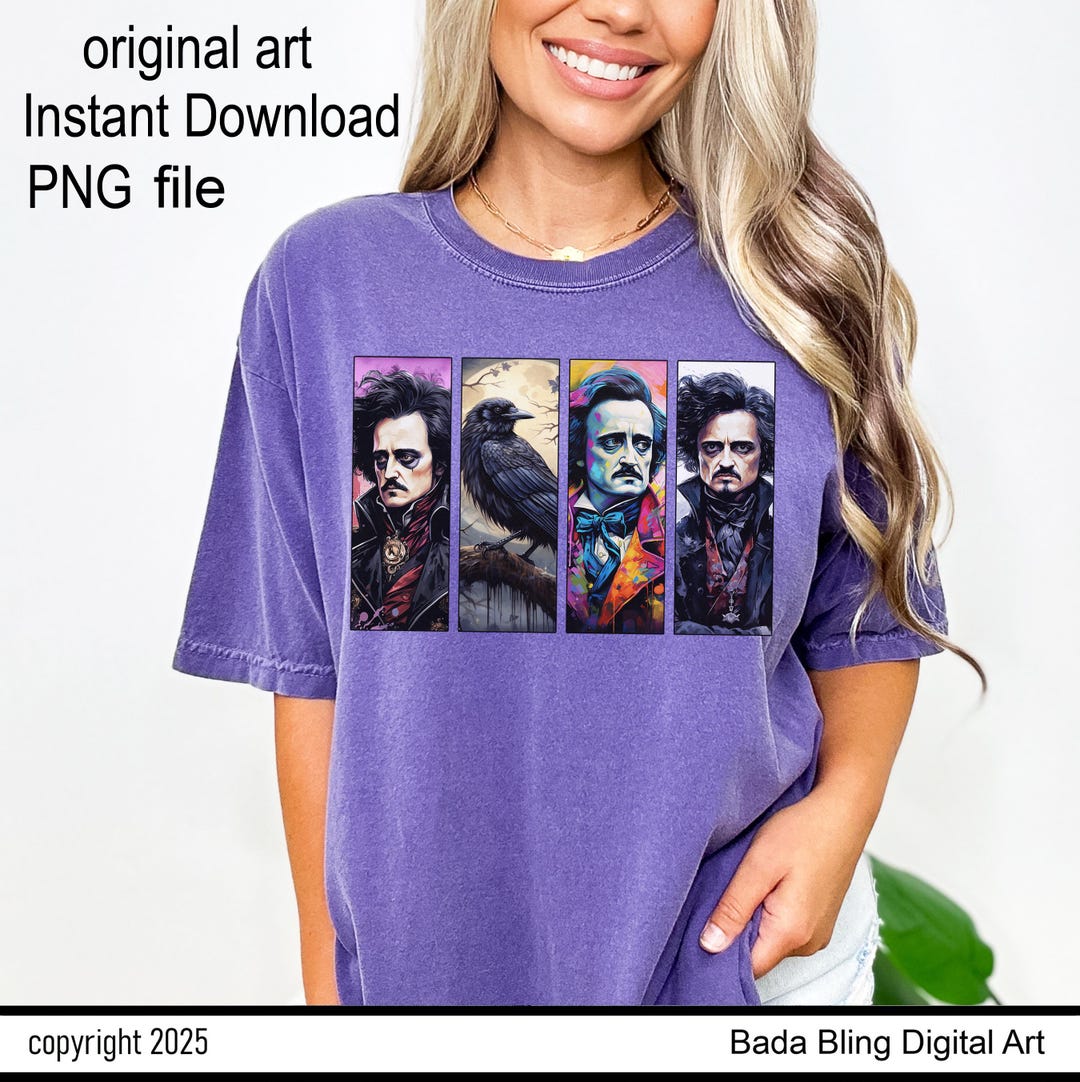 Edgar Allen Poe PNG File Original Art Poe Graphics for Halloween T ...