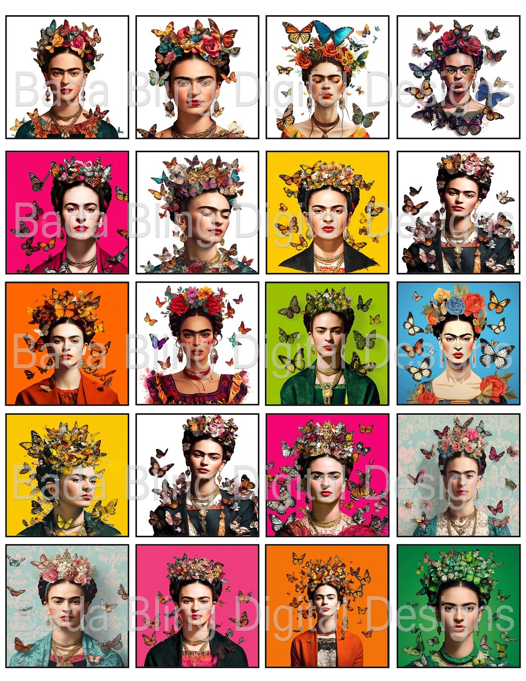 2 X 2 Inch Fabulous Frida Sheet 3 Original Art Frida Kahlo INSTANT ...