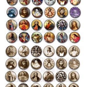 25mm Circles, Jesus Christ, Religious Collage Sheets,catholic Images ...