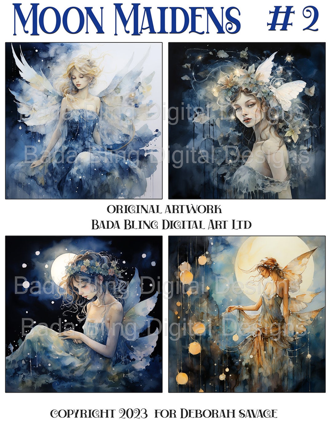 The Moon Maidens 2, Celestial Digital Collage Sheets, INSTANT Downloads ...