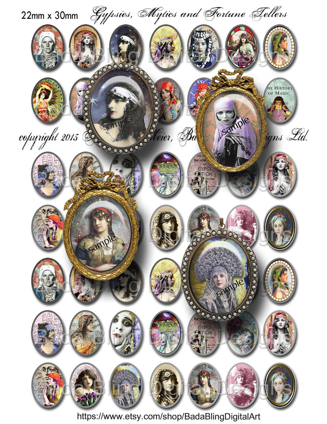22mm X 30mm Cabs, Gypsies and Fortune Tellers, Images for Resin and ...