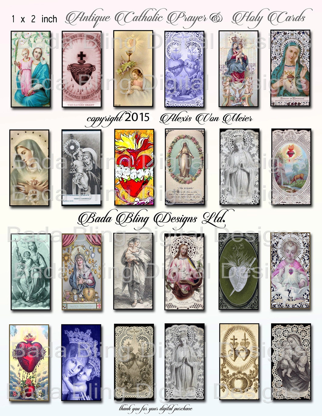 1 X 2 Catholic Prayer Cards & Holy Cards INSTANT DOWNLOAD at | Etsy