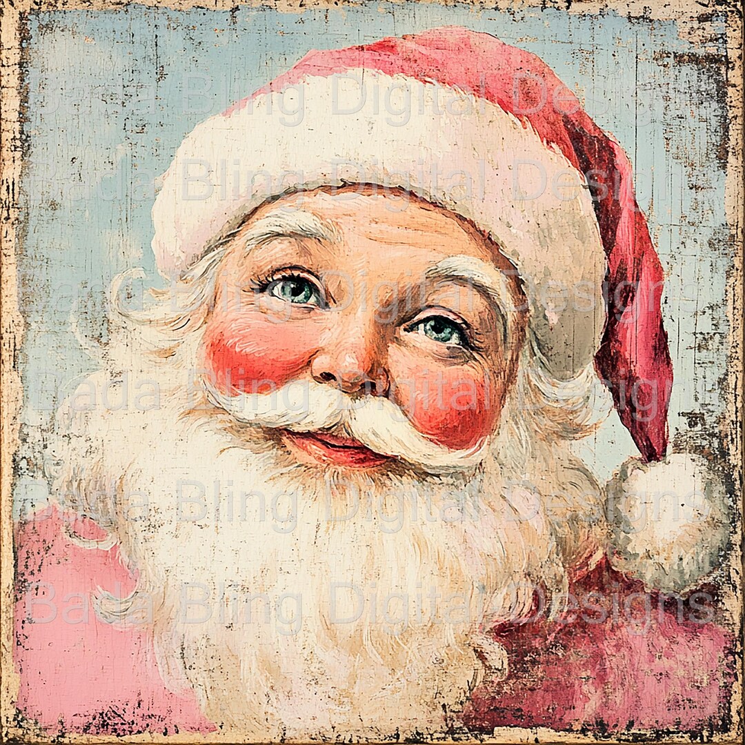 12.5 Inch Pink Santa 2, Santa in Pink, Large Image Transfers, Pink ...