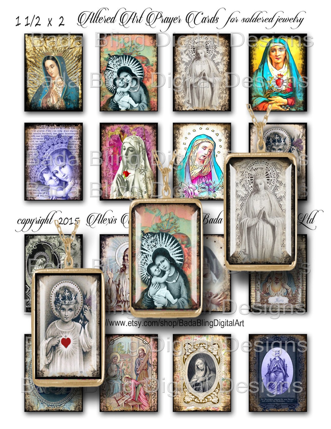 1 1/2 X 2, Altered Art,prayer Cards & Holy Cards,instant DOWNLOAD, for ...