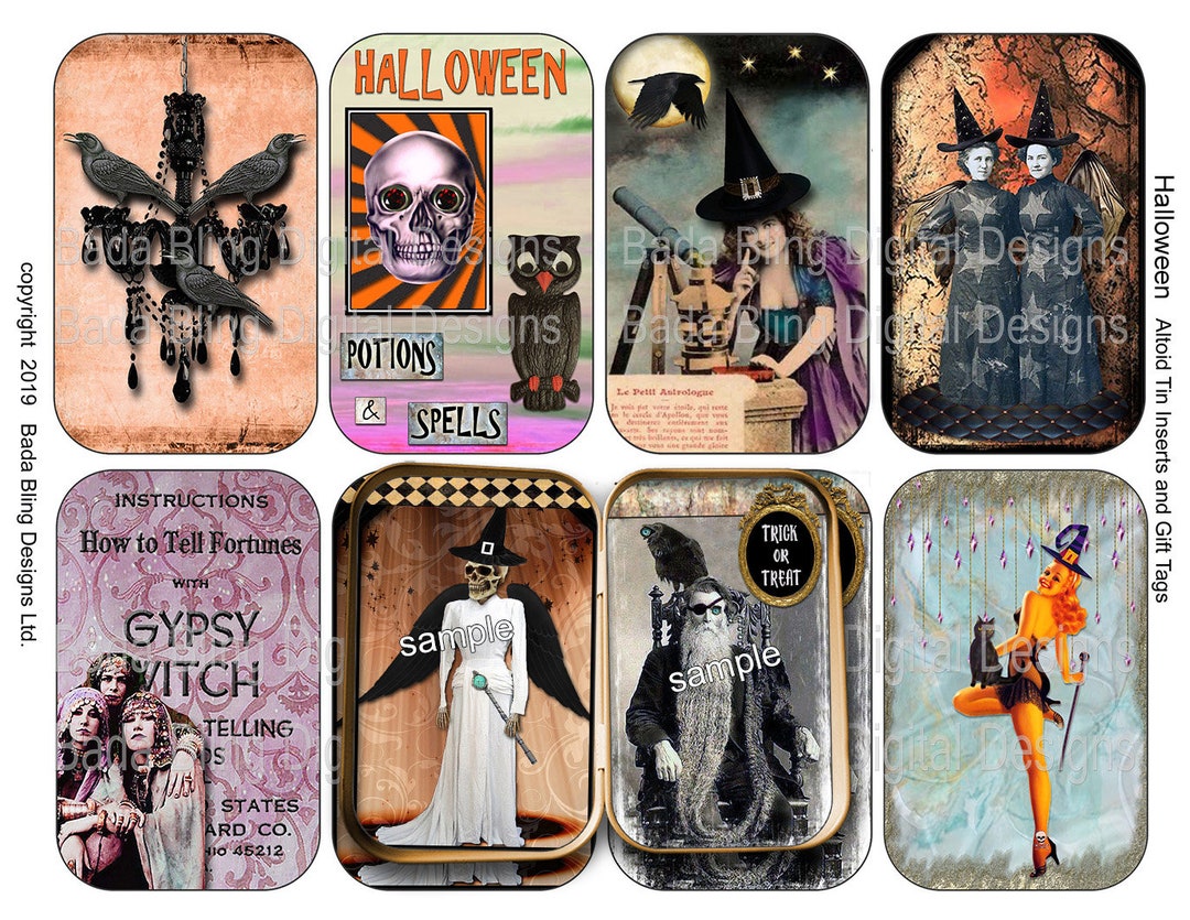 Hip Hip Halloween Altoid Tin Inserts for Shrines or Gift Tags, Digital ...