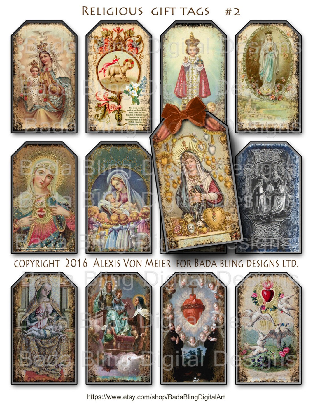 Printable Gift Tags, Religious Images, Sheet #3...religious Collage ...