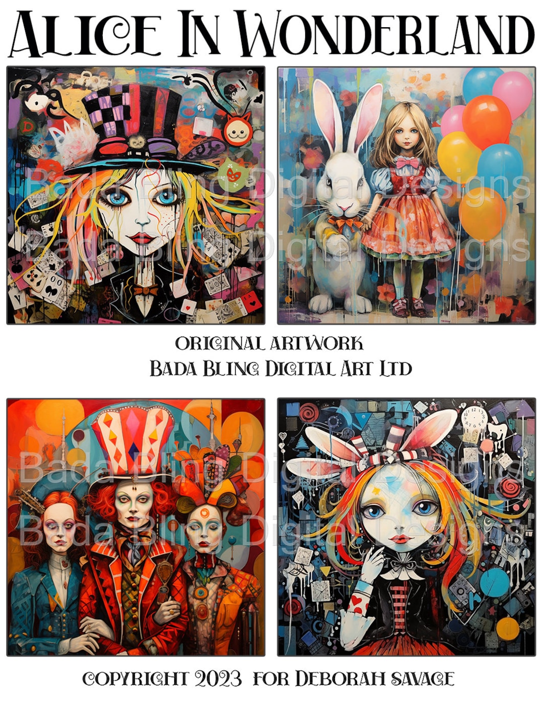 The Many Sides of Alice Mixed Media Art, INSTANT DOWNLOAD, Alice in ...