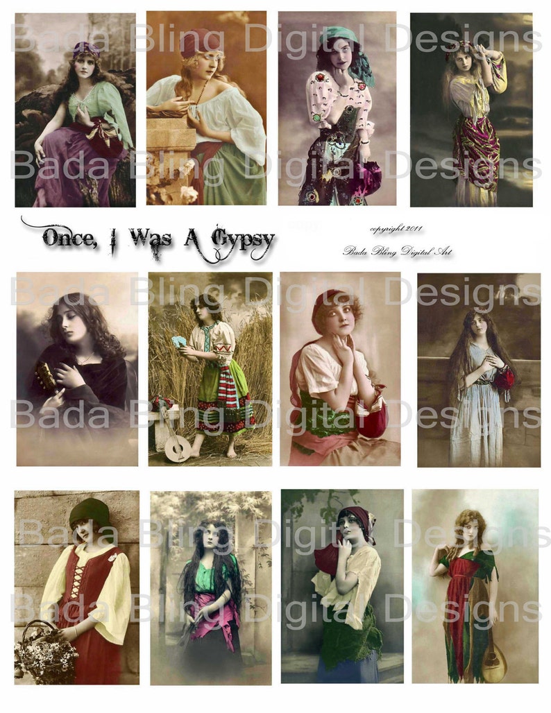 Once I Was A Gypsy Vintage French Photos Digital Collage - Etsy