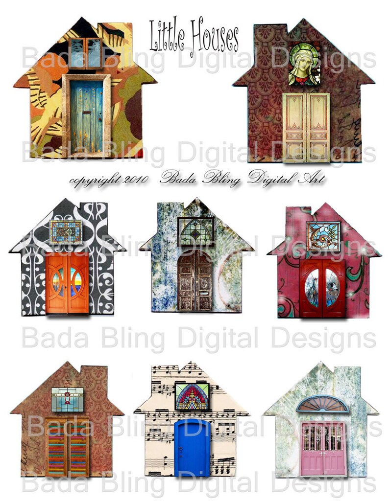 Little Houses Altered Art Digital Collage Sheets INSTANT | Etsy Little Houses Altered Art Digital Collage Sheets INSTANT | Etsy
