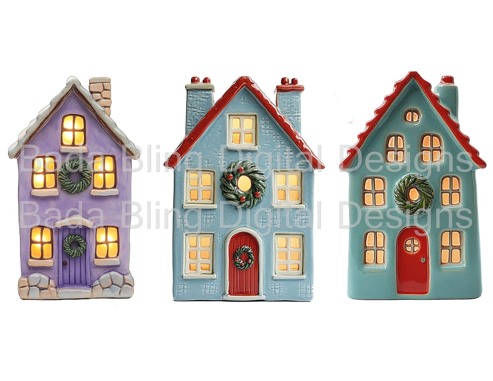 Little Christmas Houses 1 PNG File and 4 JPEGS Vintage Christmas House ...