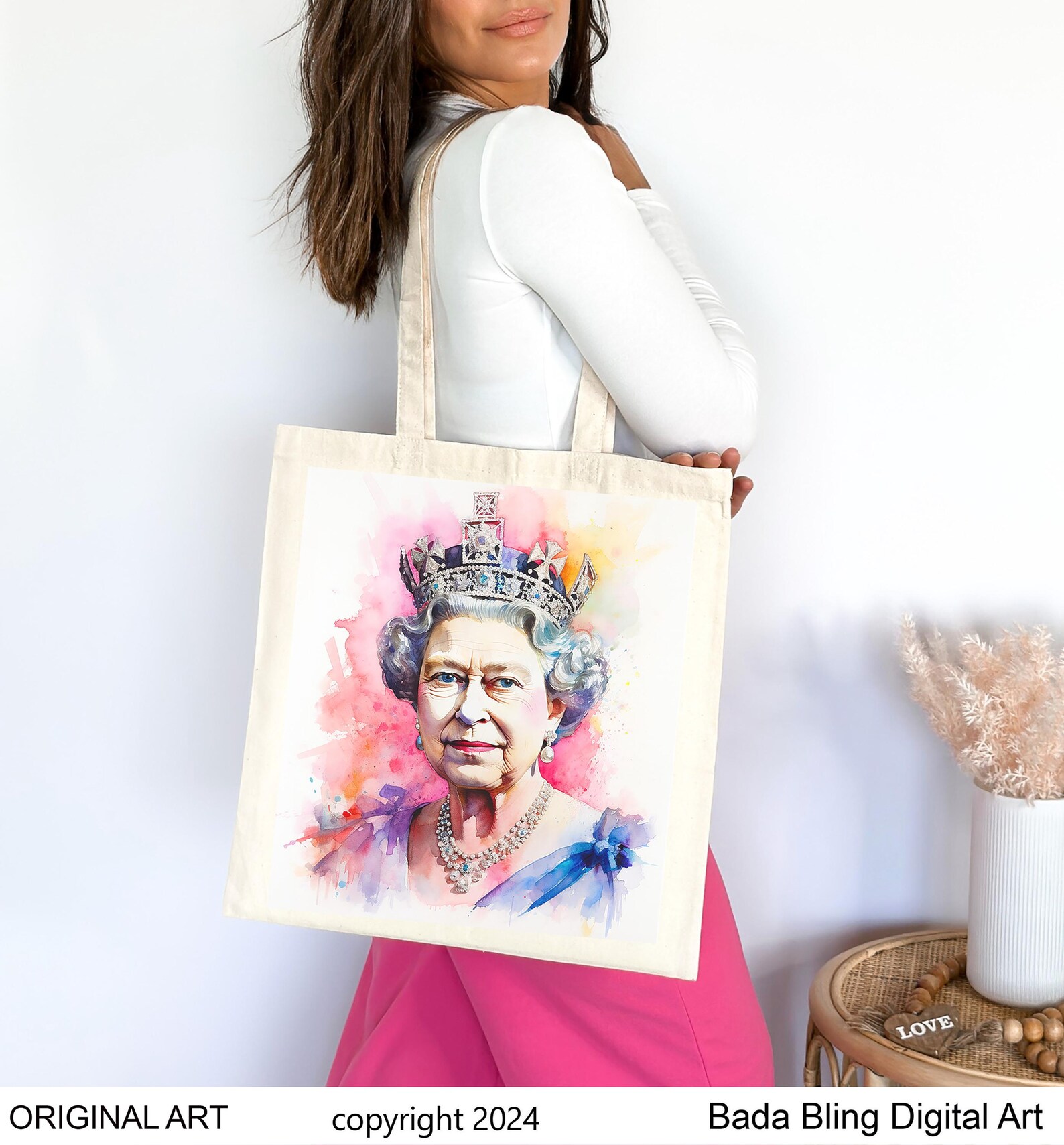 Her Majesty Queen Elizabeth, 12 X 12 Original Watercolor and Ink ...