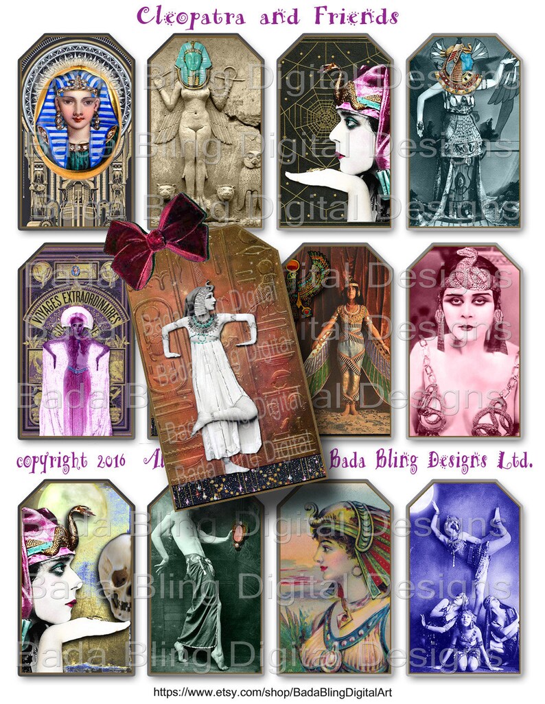 Cleopatra and Friends gift tag collage sheets INSTANT | Etsy