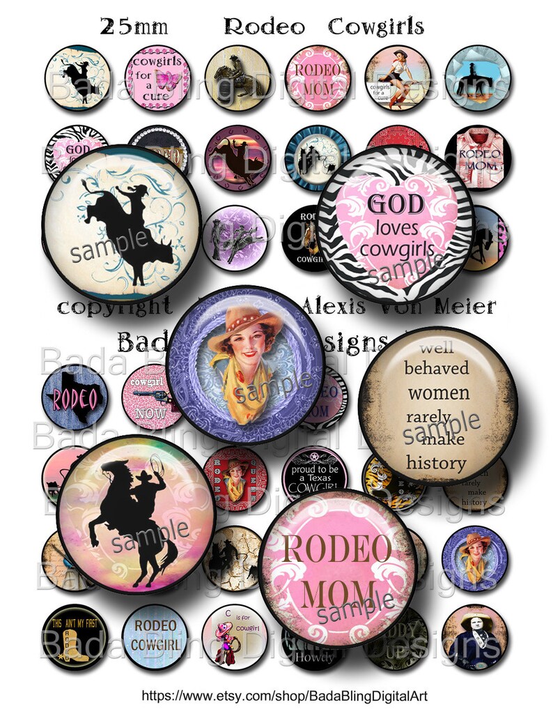 Buckaroo Babes & Rodeo Gals... 1 X 2 Dog Tags, INSTANT Digital Download ...