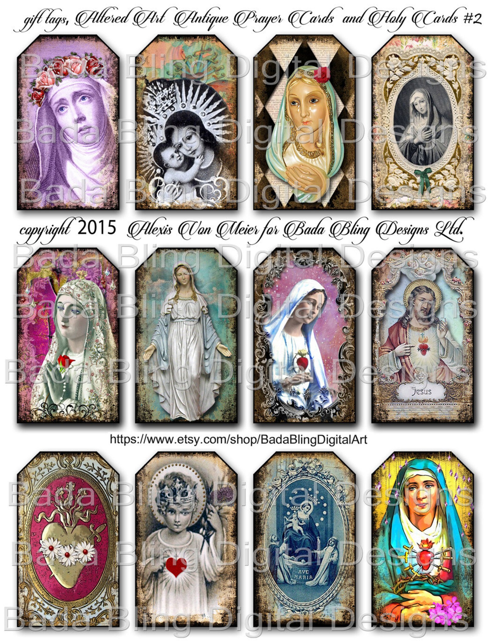 Antique Prayer and Holy Card Gift Tags Sheet 2 Religious | Etsy