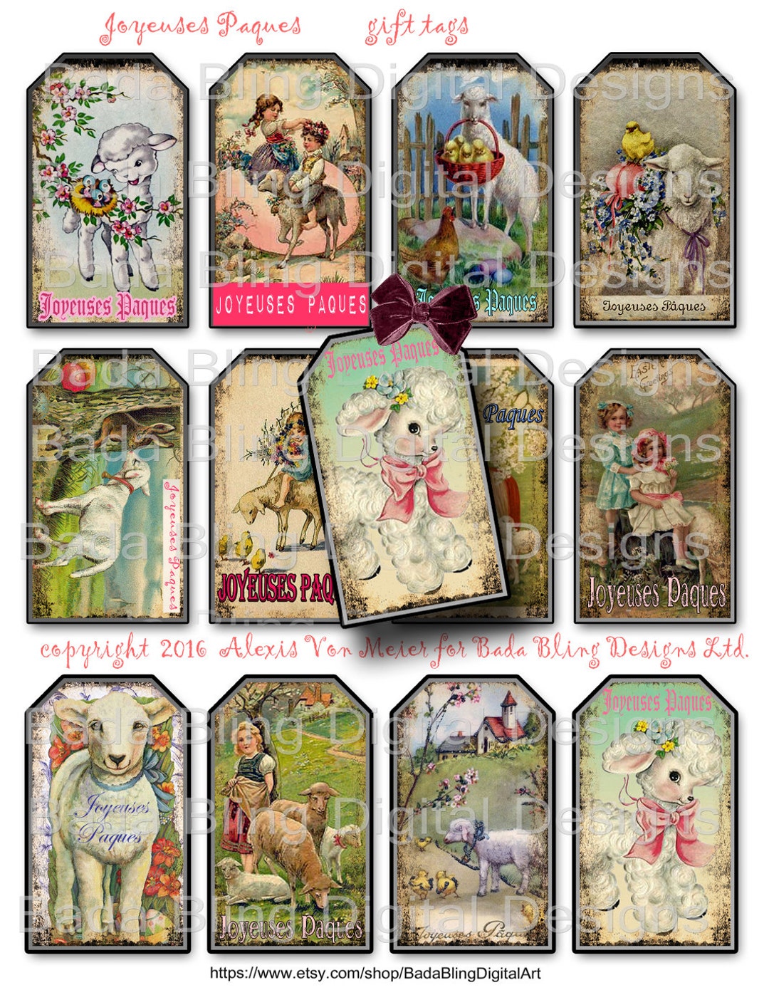 Joyeuses Paques, Happy Easter, Easter Gift Tags, INSTANT Digital ...