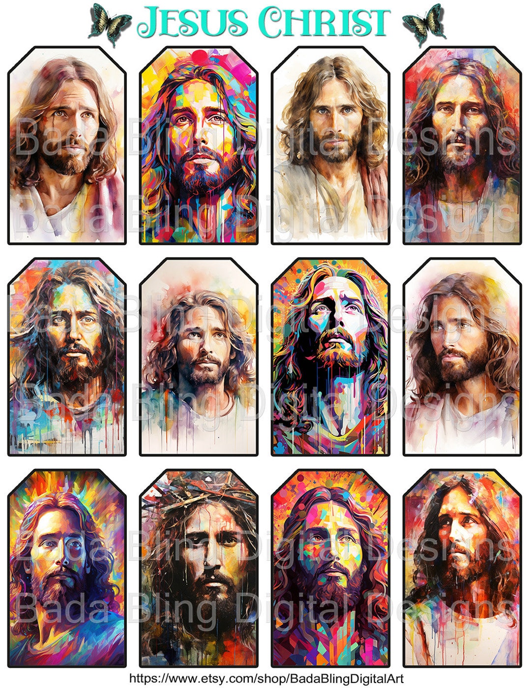 Jesus Christ, Tag Collage Sheets, Original Art, INSTANT Download at ...