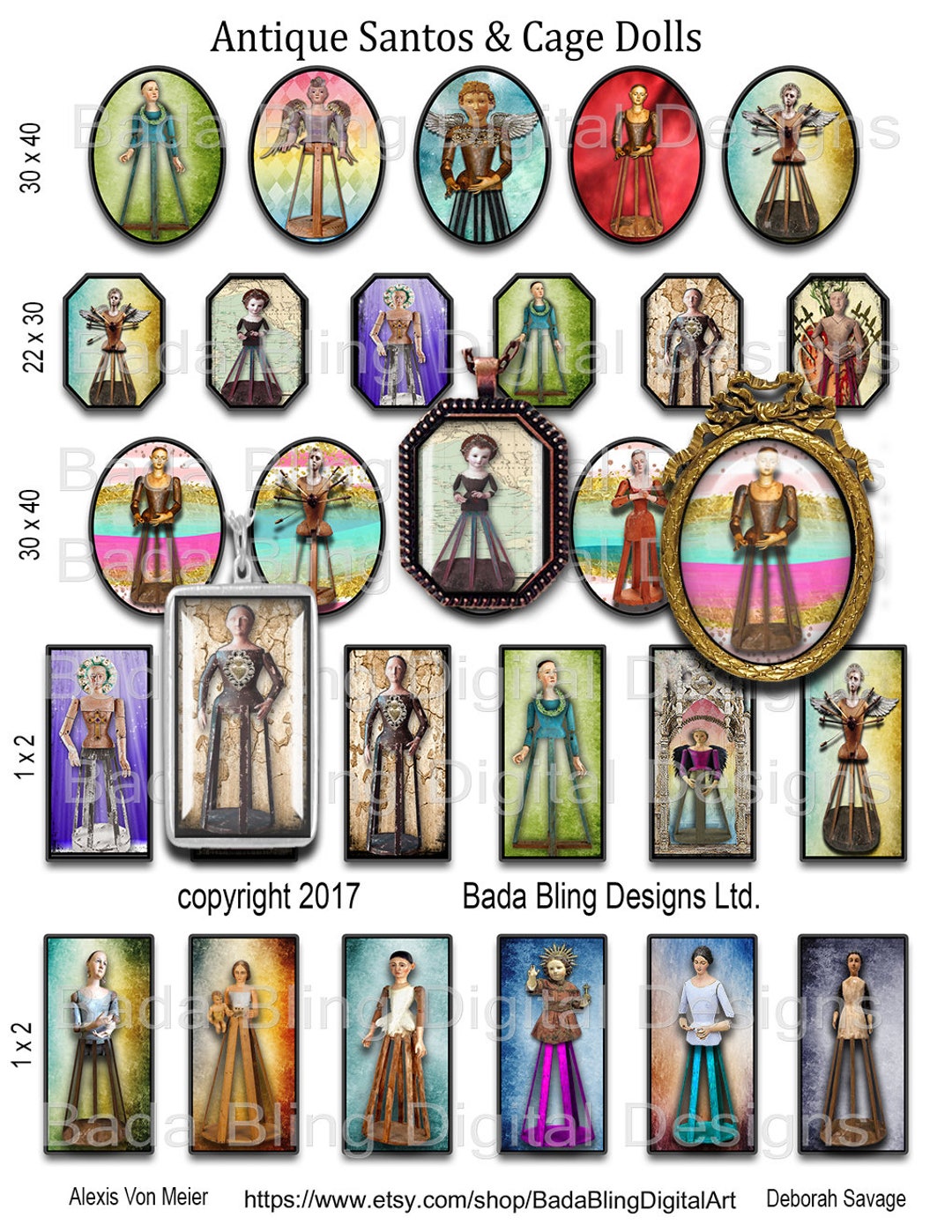 Antique Cage Dolls & Santos, Jewelry Sampler, INSTANT Digital Download ...