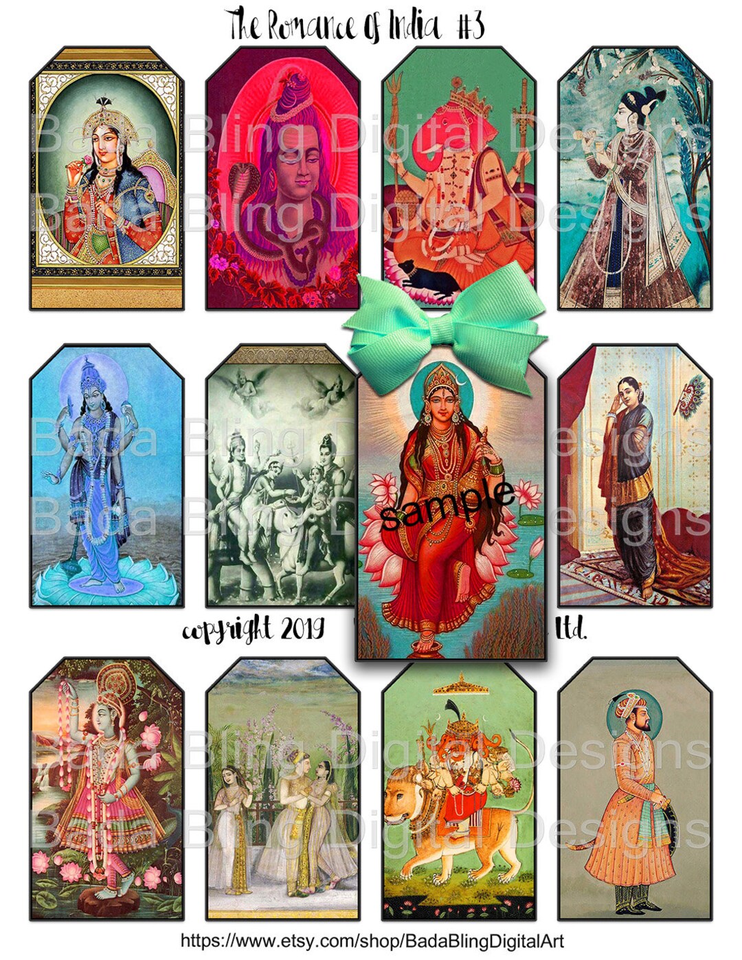 The Romance of India#3 , Printable Gift Tags, Digital Collage Sheets ...