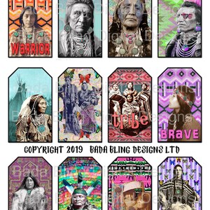 Native American Indians, Printable Gift Tags, Original Art, Digital ...