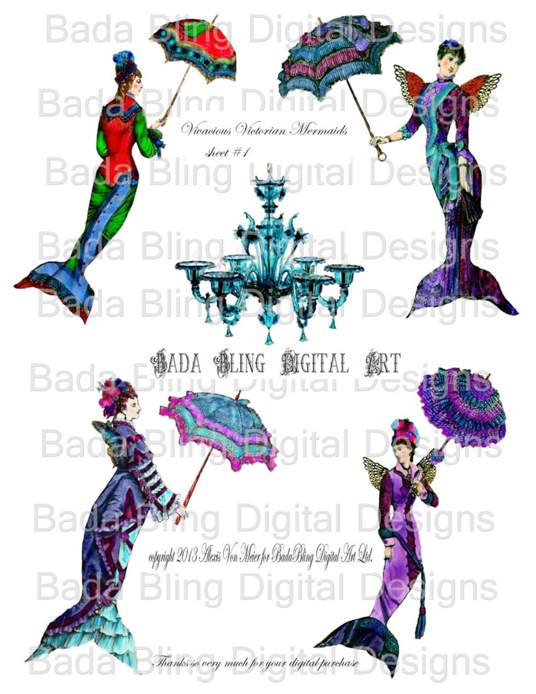 Victorian Mermaids,sheet 1...INSTANT DOWNLOAD, Digital Collage Sheets ...