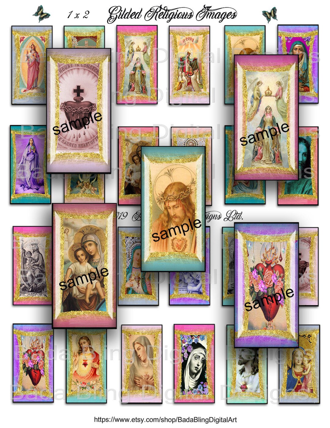 1 X 2 Gilded Religious Images for Pendants, INSTANT Download at ...