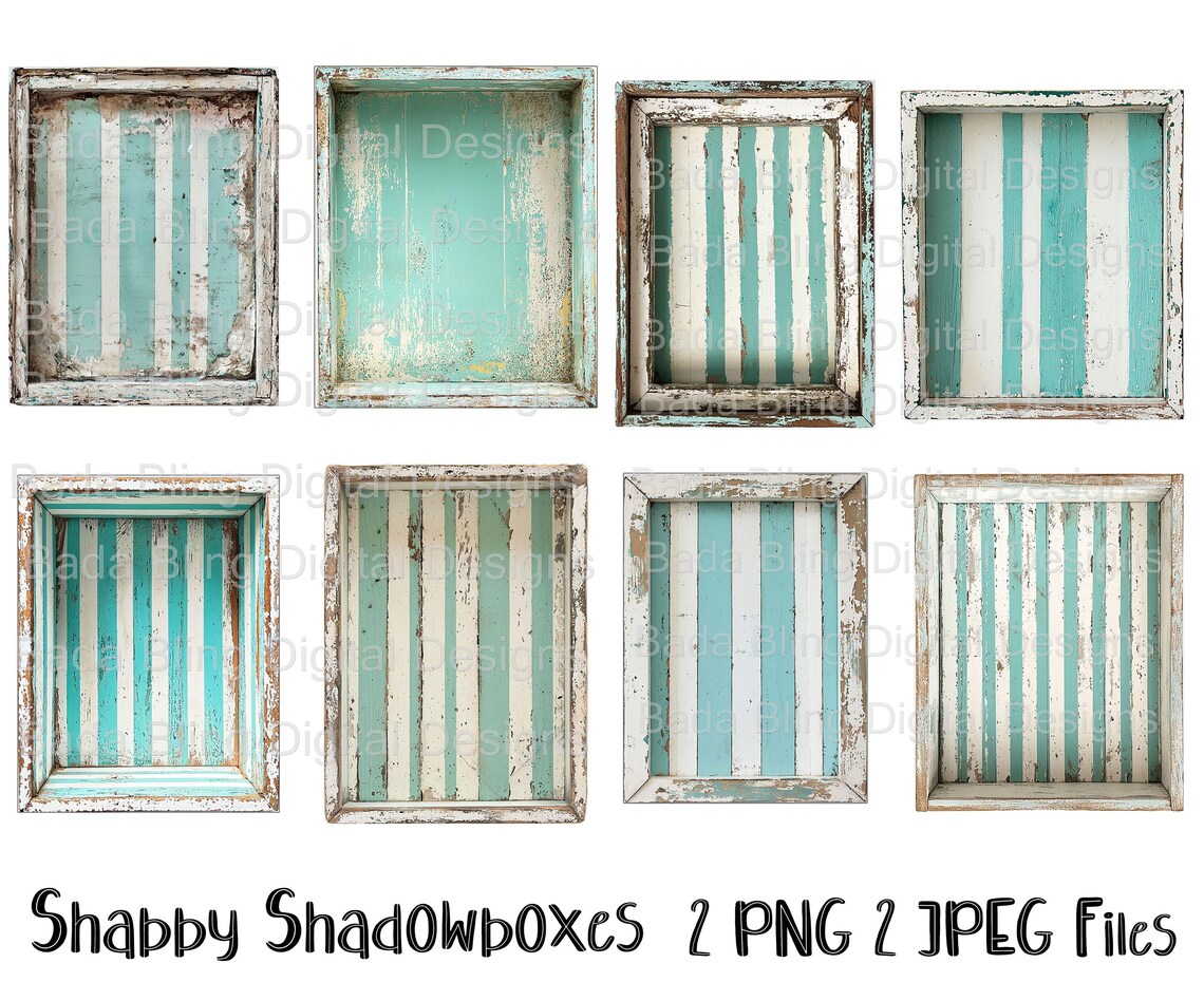 8 Shadowboxes in Aqua 2 PNG and 2 JPEG Files, INSTANT Downloads Journal ...