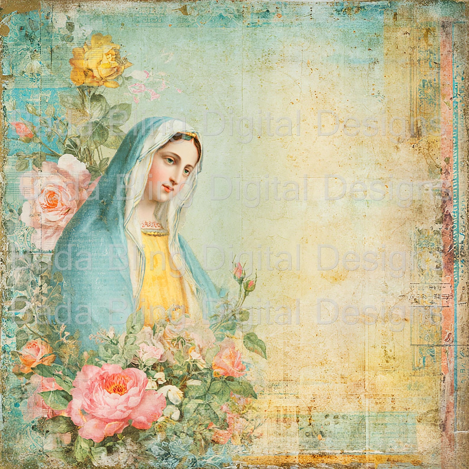 5 12 X 12 Holy Mother Mary Collage Papers Instant Download 5 JPEG Files ...