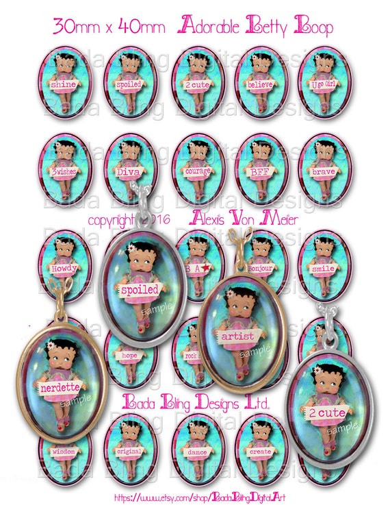 Adorable Betty Boop Original Art 30mm X 40mm Collage Sheets | Etsy